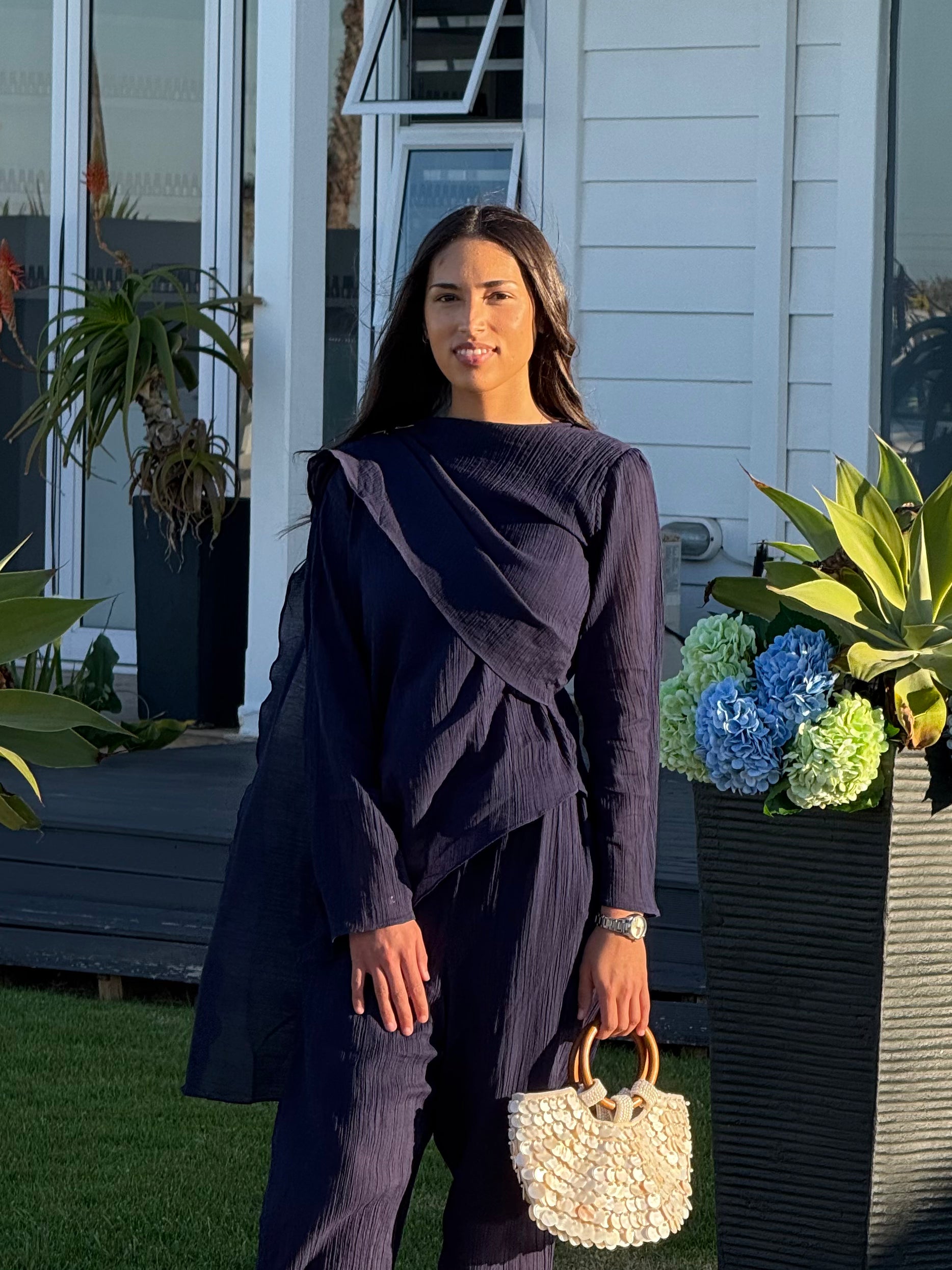 Sahara Throw Top Navy – SAHR STUDIOS